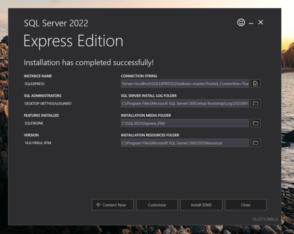 Guía para Instalar y configurar SQL Sever Express Edition