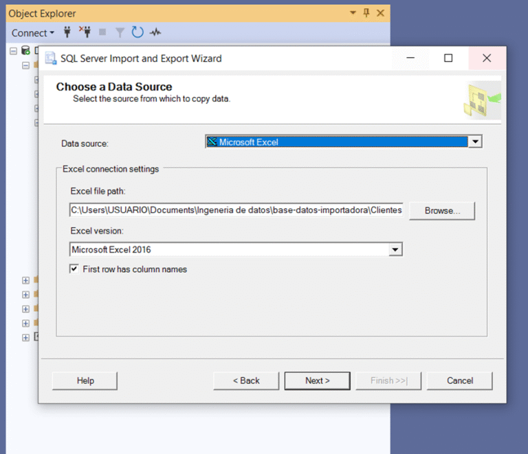 Importar datos de Excel a SQL SERVER EXPRESS