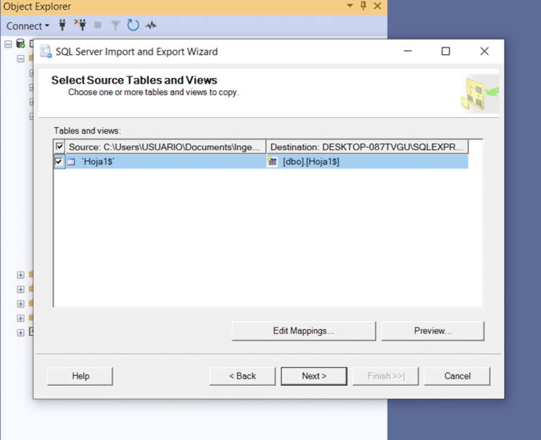 Importar datos de Excel a SQL SERVER EXPRESS